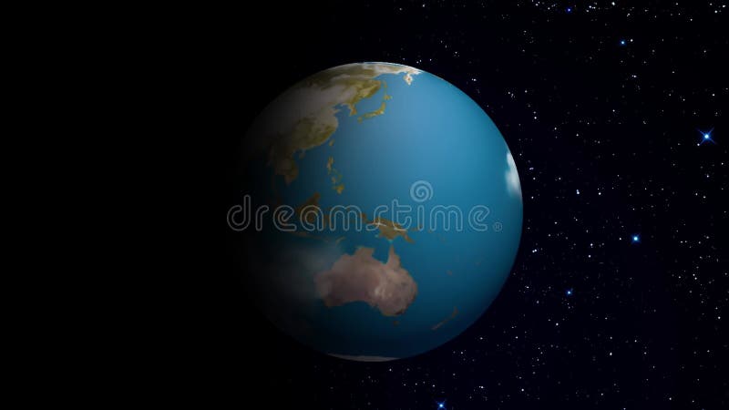 Planet Earth Running in Dim Light, on Dark Background with Stars Stock ...