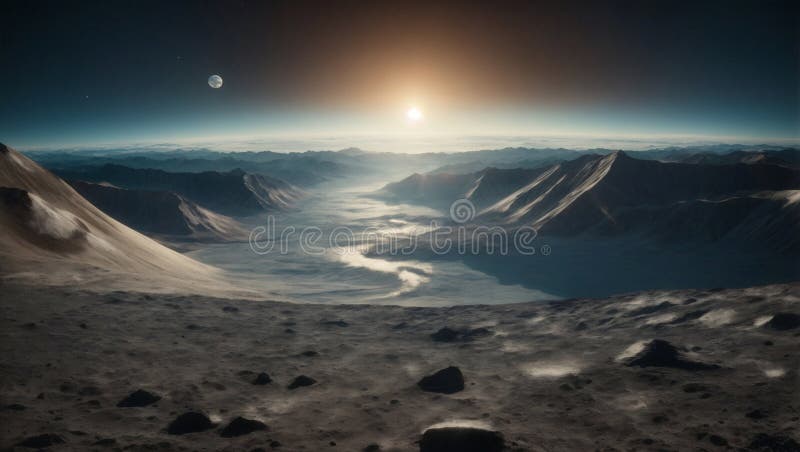 Planet Earth Seen from the Surface of the Moon. Universe and ...