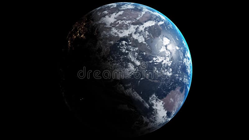 The Planet Earth with Shading is Rotating on Black Screen. Stock Video ...