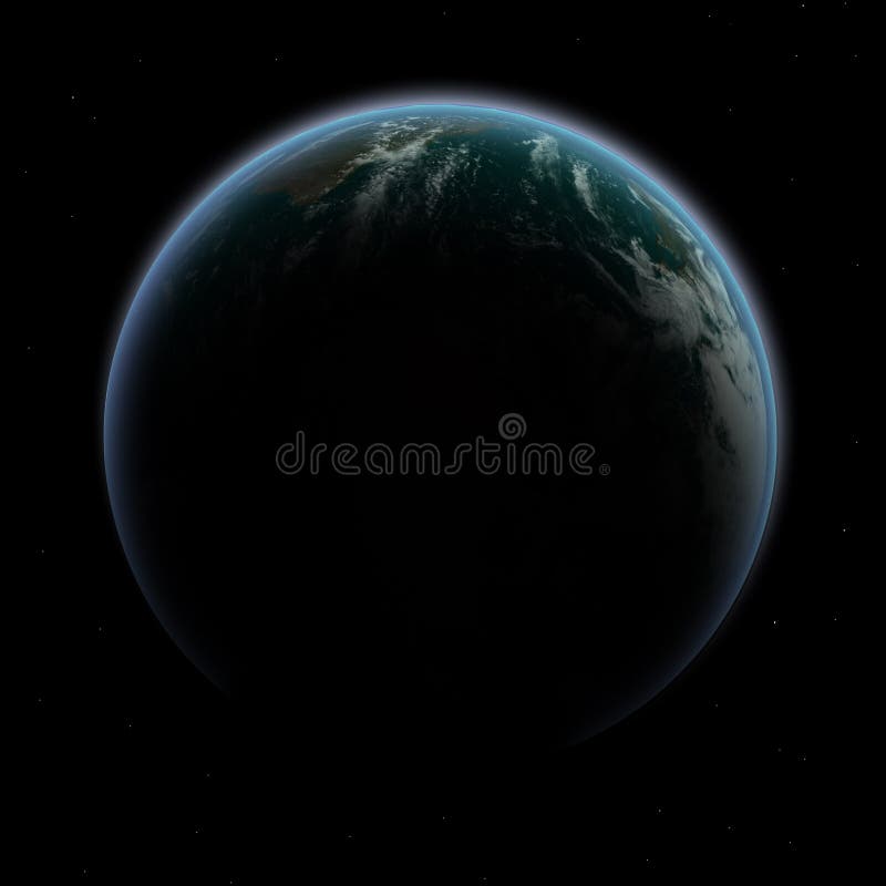 Planet half illuminated stock illustration. Illustration of galaxy ...