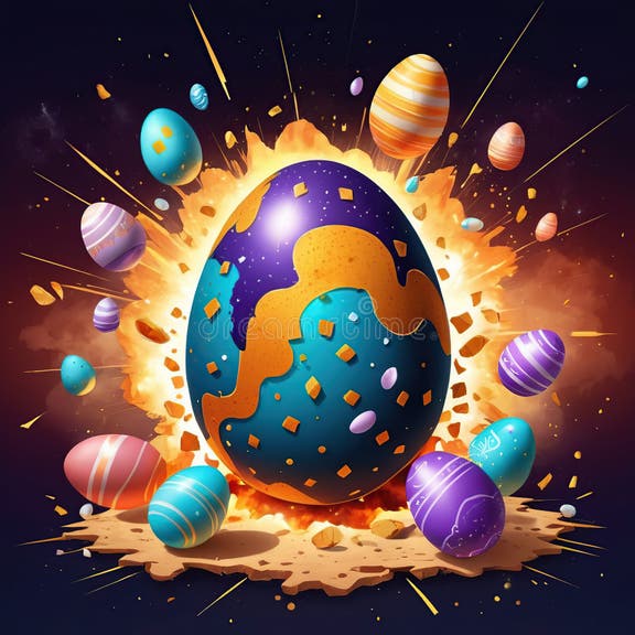 Fantastic Space Landscape with Easter Egg. Stock Illustration - Illustration of fantasy, globe ...