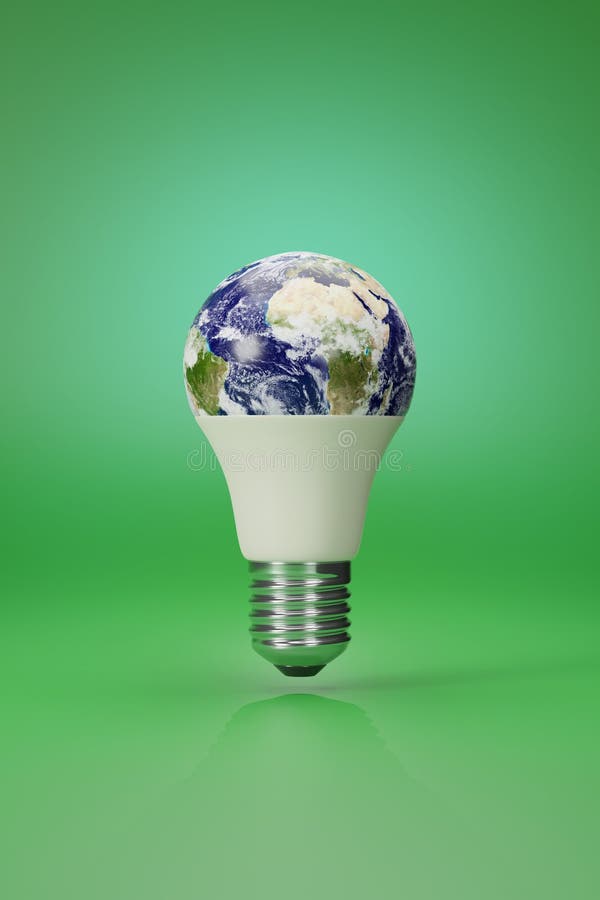Planet Earth Shaped Like an Electric LED Bulb. 3d Illustration Stock Illustration - Illustration ...