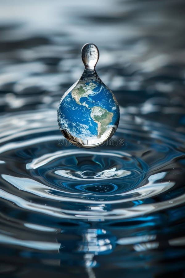 Planet Earth Shaped Water Droplet Water Conservation Concept with Space ...