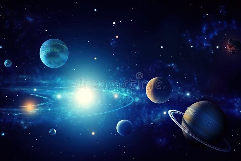 Planet Earth and the Solar System, Space Study and Research. Stock ...