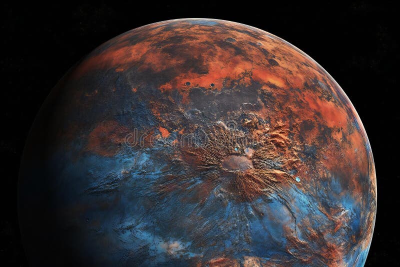 Planet Earth in Space with Blue and Orange Colors Stock Illustration ...