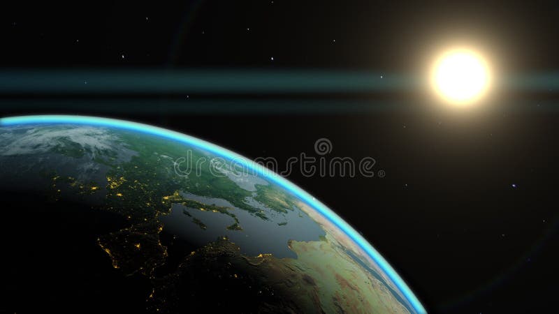 The Rotating Earth View from Satellite into the Space Stock Footage ...
