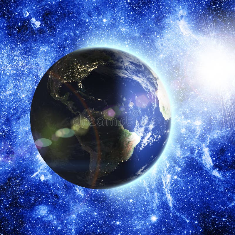 Planet Earth with Sun Rising from Space-original Image from NASA Stock ...