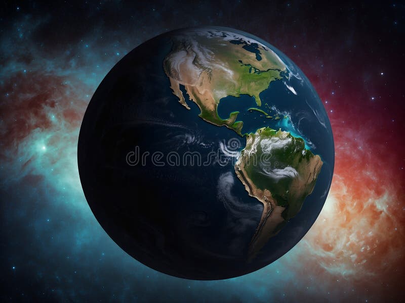 Planet Earth from Space Full View Whole World Globe and Distant Stars ...