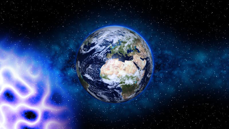 Planet Earth in Space. Globe in Galaxy Stock Illustration ...