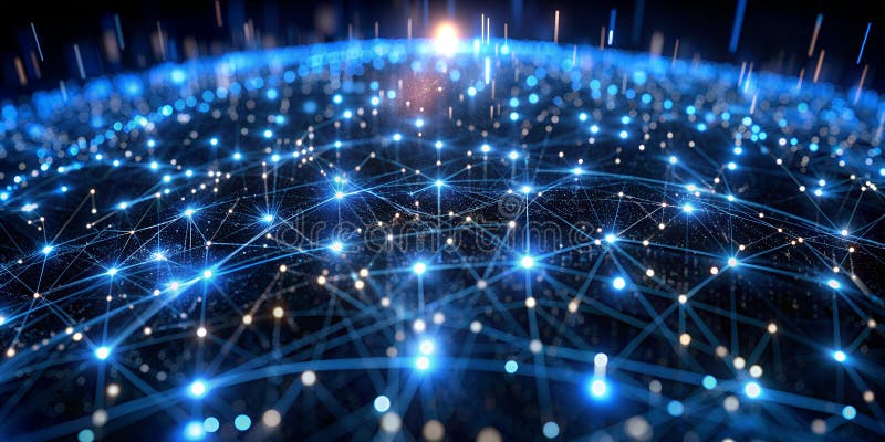 Planet Earth from Space with a Network of Interconnected Glowing Dots ...