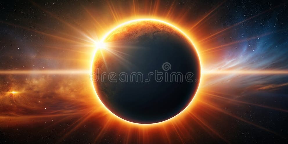 Planet Earth in Space with Sun Rays and Lettering 3D Rendering AI ...