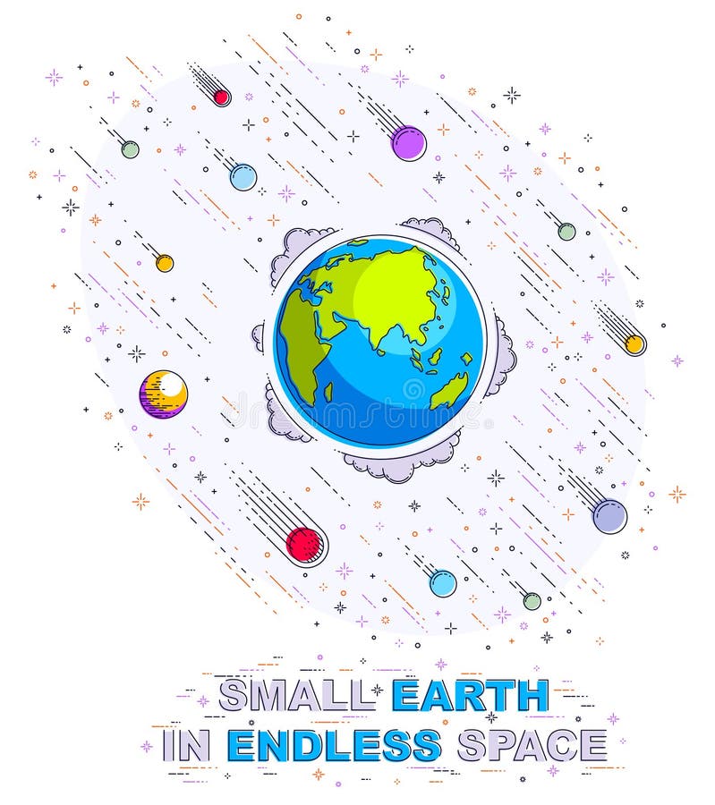 Planet Earth in Space Surrounded by Stars, Comets, Asteroids and Other ...