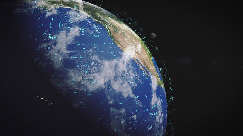 Planet Earth from Space. Visual Effects on Digital Layer Above Surface ...