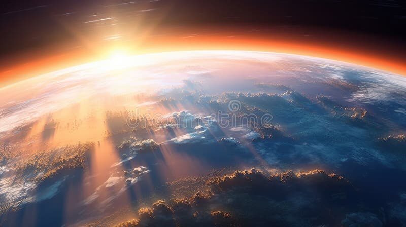 Planet Earth with a Spectacular Sunset AI Generated Image Stock ...
