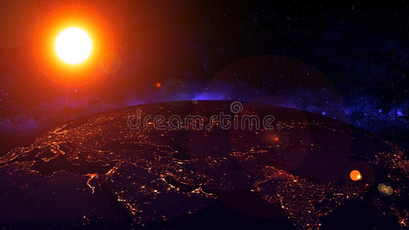 Planet Earth with a Spectacular Sunset `Elements of this Image ...