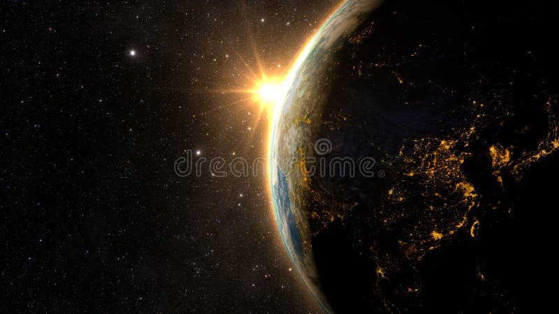 Planet Earth with a Spectacular Sunset Stock Illustration ...