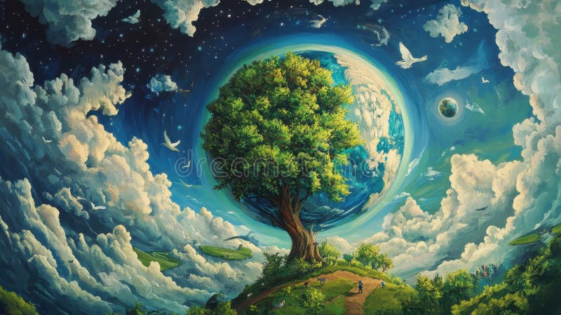 Planet Earth between Spring Flowers Stock Image - Image of nature ...