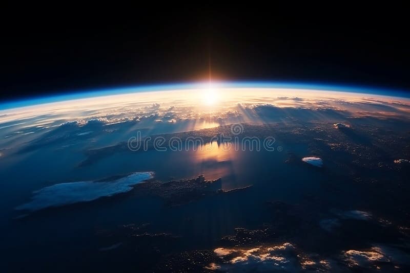 Planet Earth with Sunset, View from the Space Station. Background Stock ...
