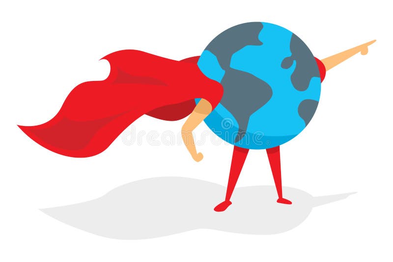 Planet Earth Super Hero with Cape Stock Vector - Illustration of save ...
