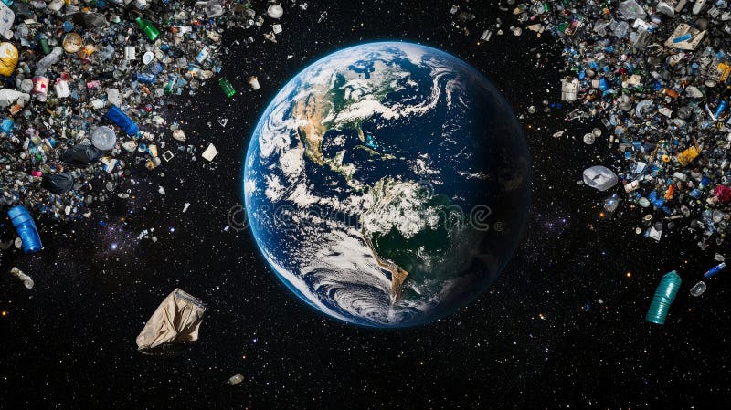 Planet Earth Surrounded Floating Garbage Space Stock Photos - Free ...