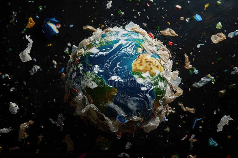 Planet Earth Surrounded by Plastic Trash. Ecological Problem of ...