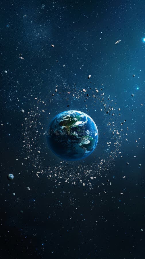 Planet Earth Surrounded by Space Debris in Orbit. Environmental Impact ...