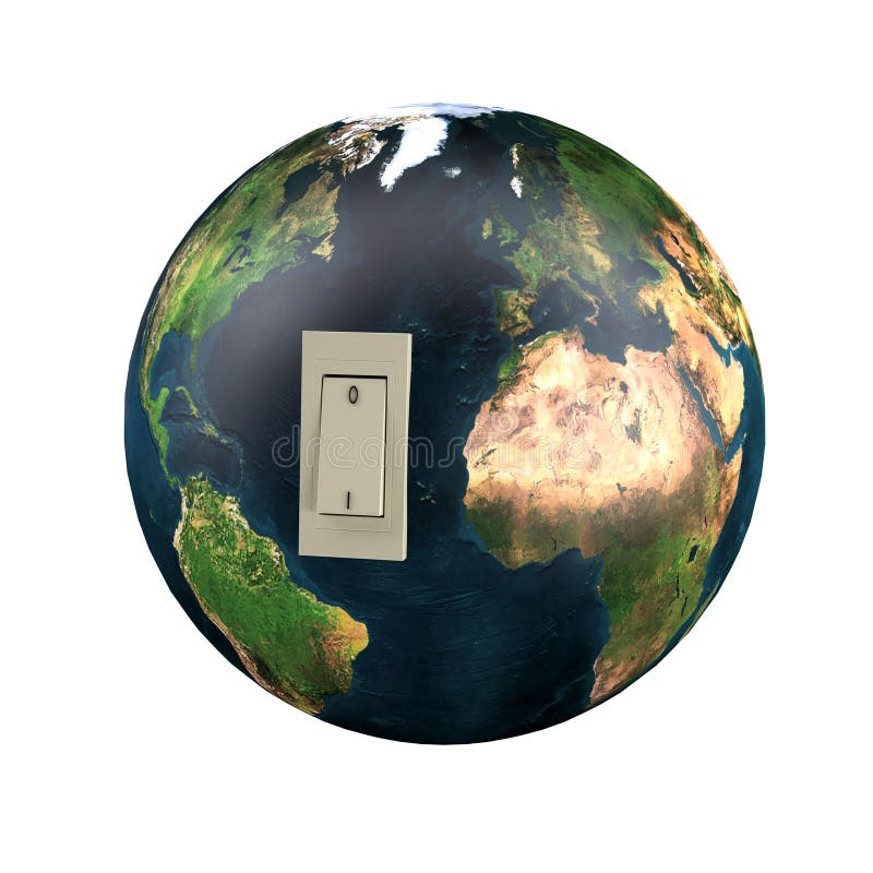 Planet Earth with Switch Off Stock Illustration - Illustration of ...