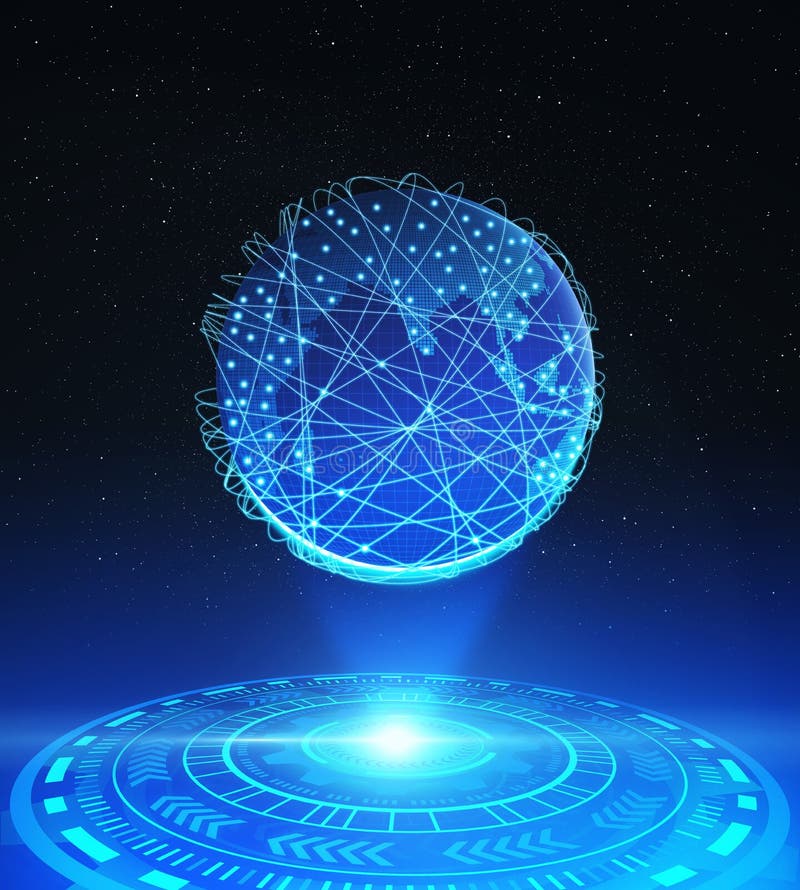 3d Illustration of Detailed Virtual Planet Earth. Technological Digital ...