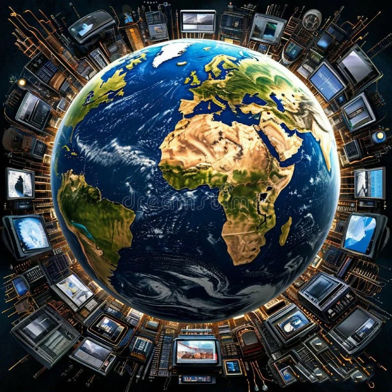 Planet Earth and Technology Stock Illustration - Illustration of ...