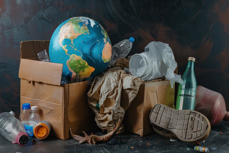 Planet Earth Lying in a Trash Can Stock Illustration - Illustration of ...