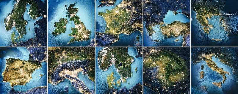 Planet Earth Topography Map Set Stock Illustration - Illustration of ...