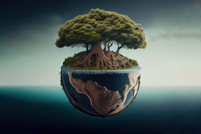 Planet Earth and Tree, Eco City Concept. Stock Illustration ...