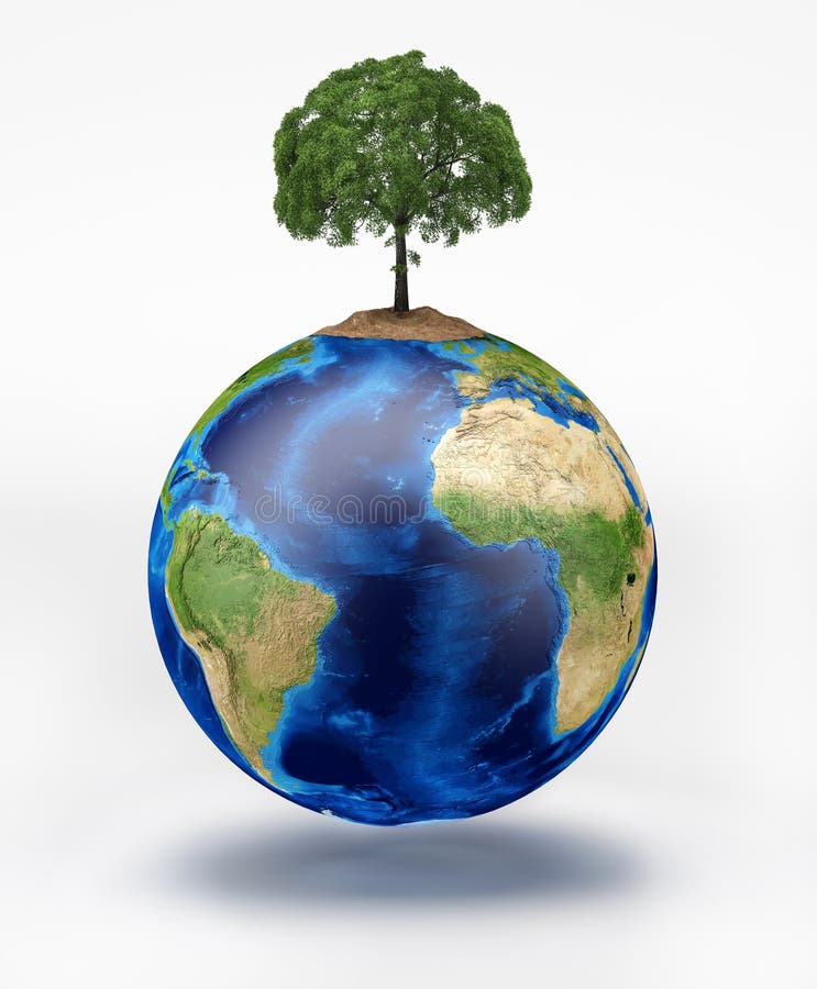 Planet Earth with a Tree on Top. Stock Illustration - Illustration of ...