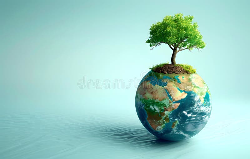 Planet Earth with Tree on Top, World Environment Day Stock Illustration ...