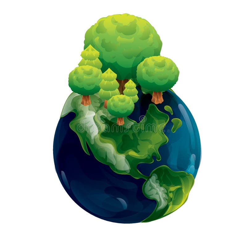Planet Earth with Trees Concept. Vector Illustration Decorative Design ...
