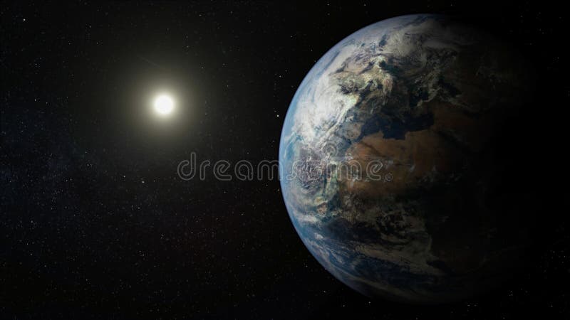 Planet Earth Under the Distant Sun Light. Stock Image - Image of globe ...