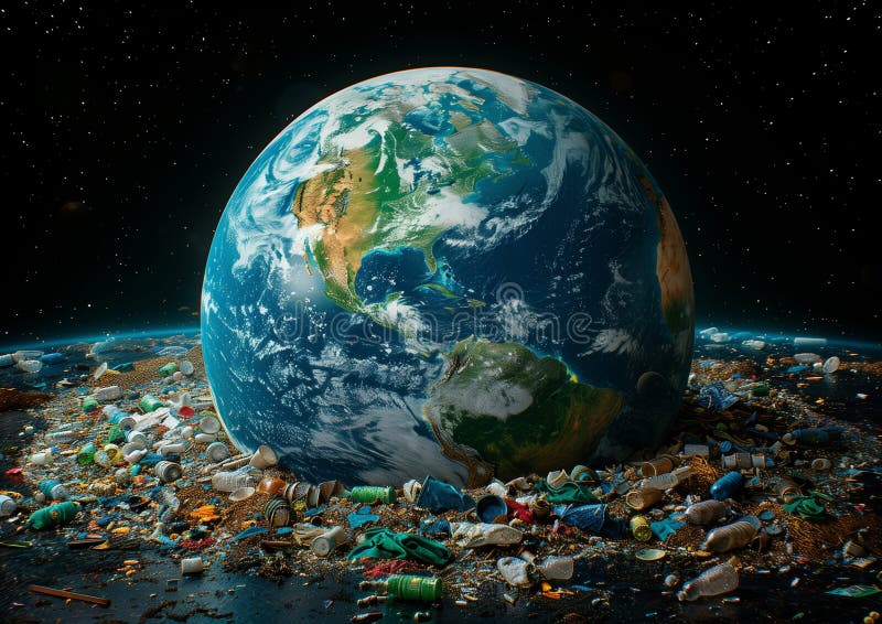 Planet Earth Under a Layer of Garbage. View from Space of the Earth ...