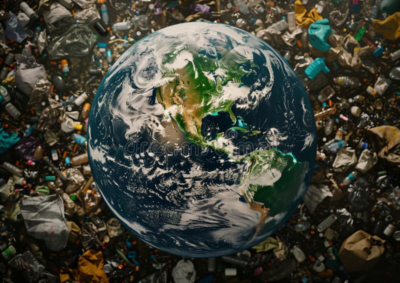 Planet Earth Under a Layer of Garbage. View from Space of the Earth ...