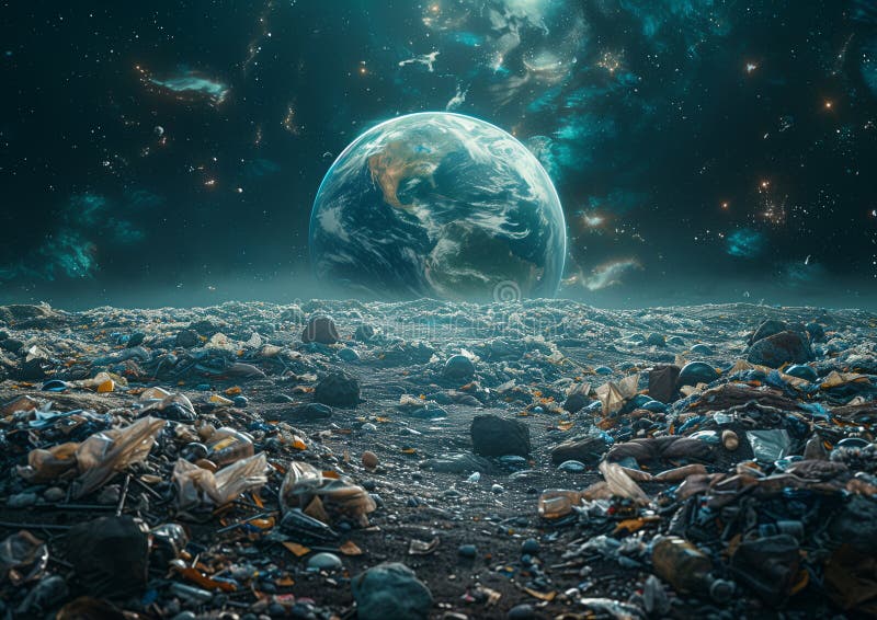 Planet Earth Under a Layer of Garbage. View from Space of the Earth ...