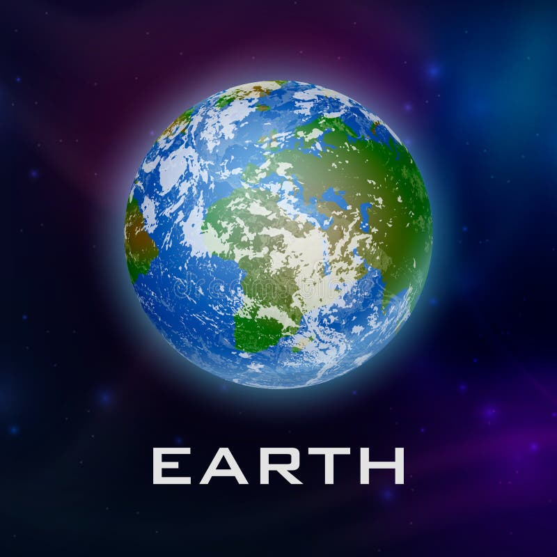 Planet Earth. Vector 3d Realistic Space Planet in Space Starry Sky ...
