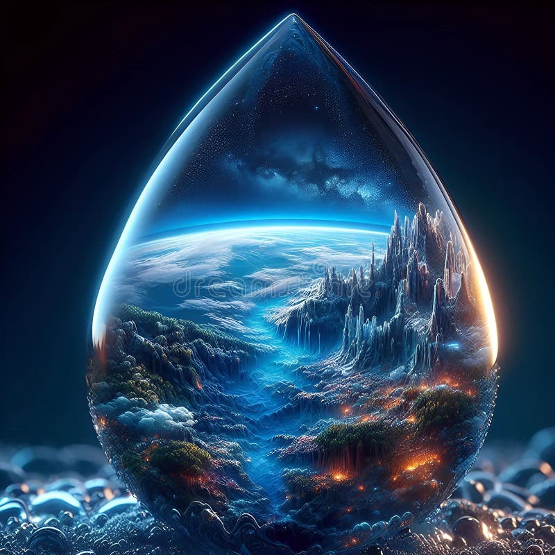Planet Earth in a Water Drop. 3d Rendering, 3d Illustration Stock ...