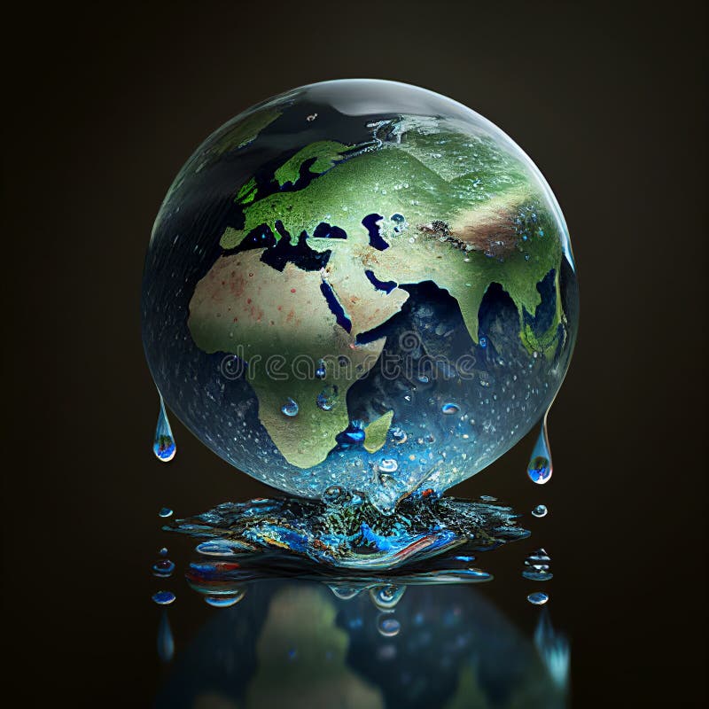 Planet Earth in Water Drops. AI Generated Stock Illustration ...