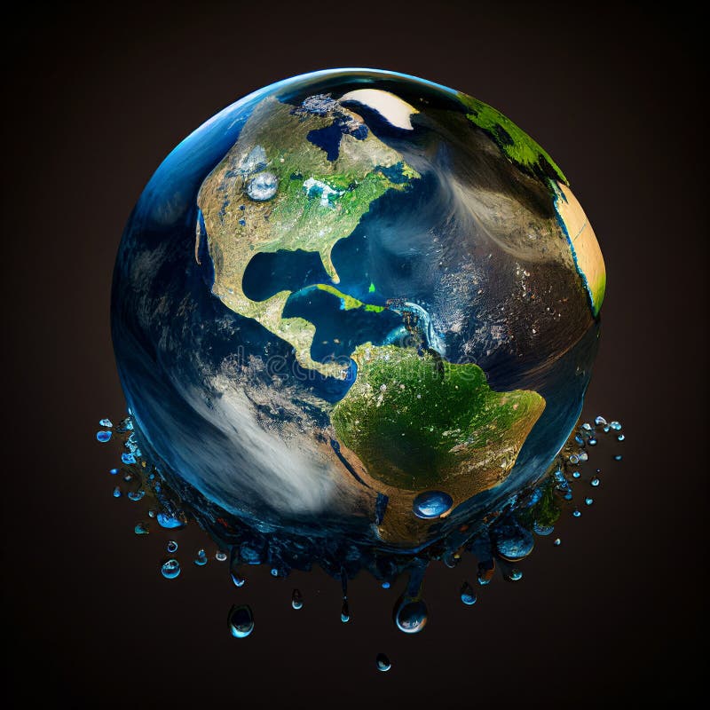 Planet Earth in Water Drops. AI Generated Stock Photo - Image of ...