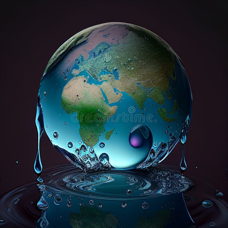 Planet Earth in Water Drops. AI Generated Stock Image - Image of ...
