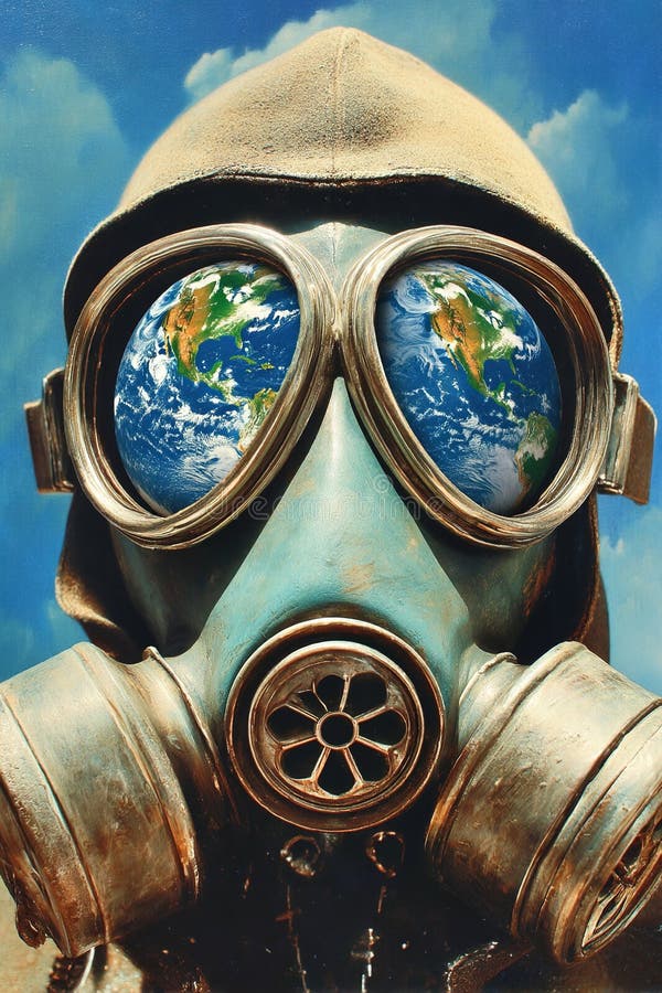 Planet Earth Wearing Gas Mask. Concept of Pollution and Global Warming ...