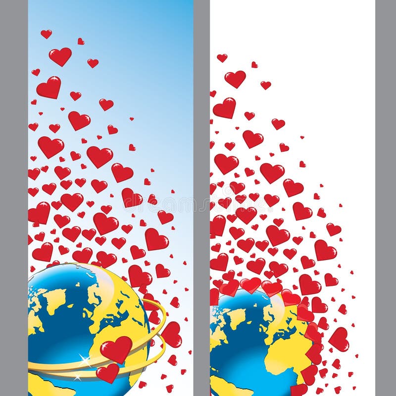 Planet Earth with Wedding Rings and Hearts.Vector Stock Vector ...