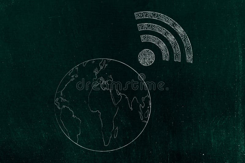 Planet Earth with Wi-fi Symbol on it Stock Illustration - Illustration ...