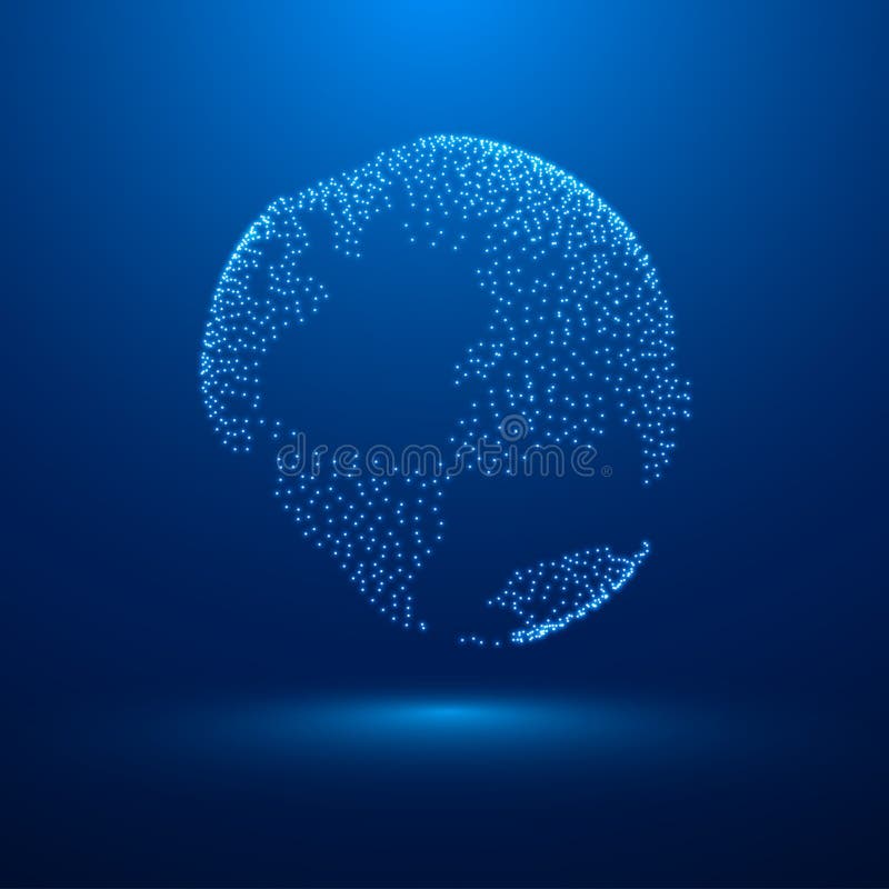 Planet Earth. World with Continents of the Luminous Dots in Space ...