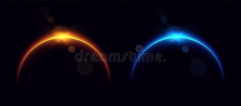 Planet Eclipse, Glowing Flare on the Horizon, Sunrise Over the Globe ...