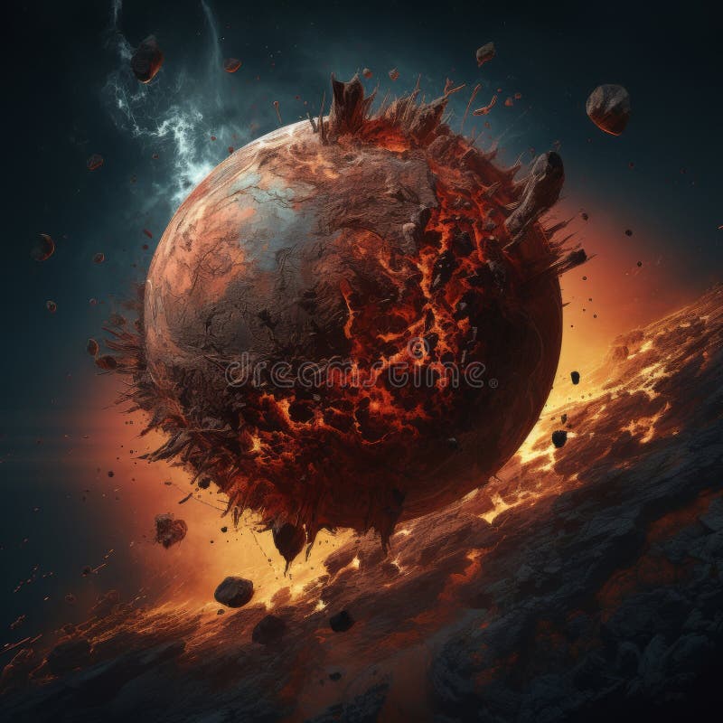 Apocalypse in Space, Destroying Cosmic Object. Stock Image - Image of ...